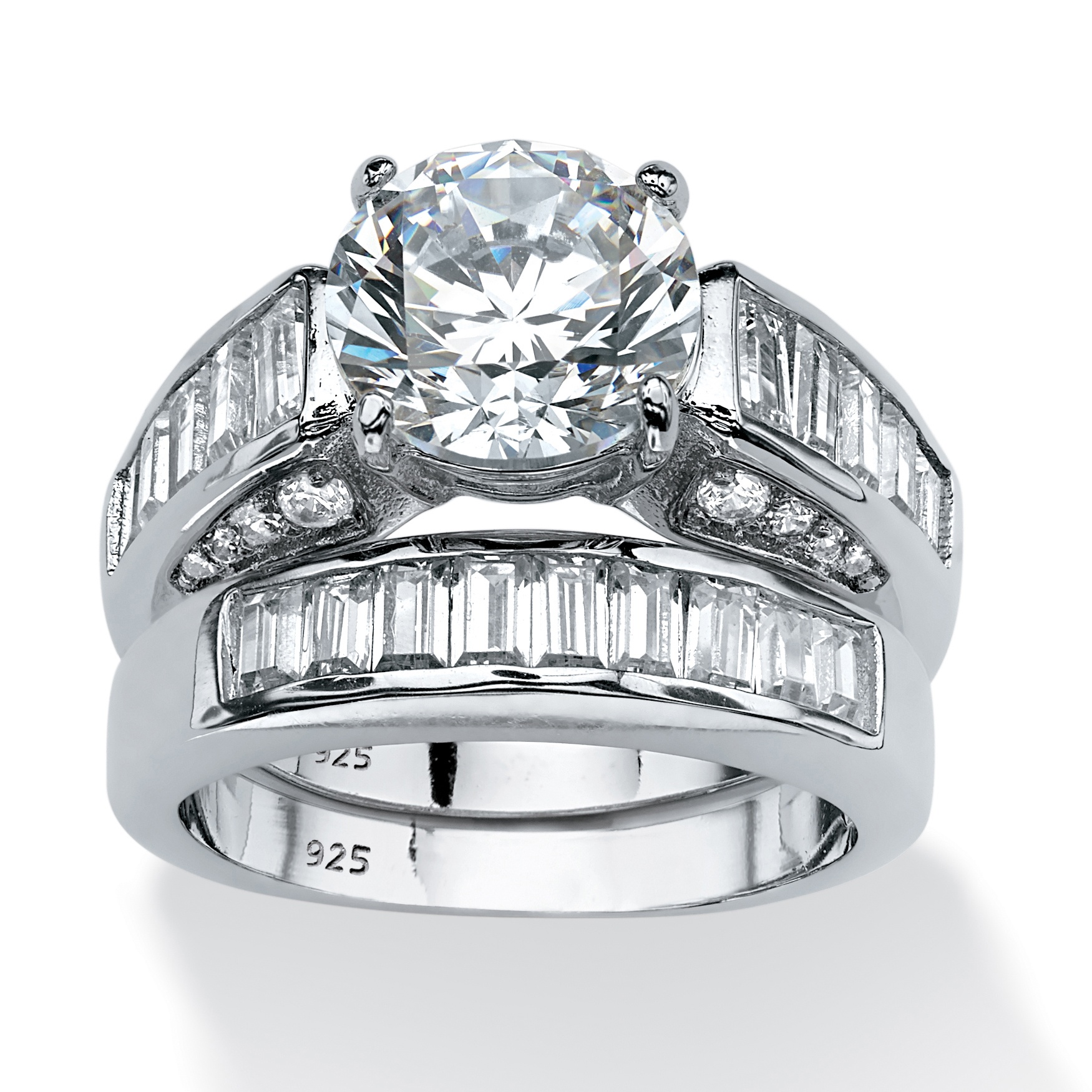 6 40 Tcw Round Cubic Zirconia Bridal Set In Platinum Over 925 Sterling