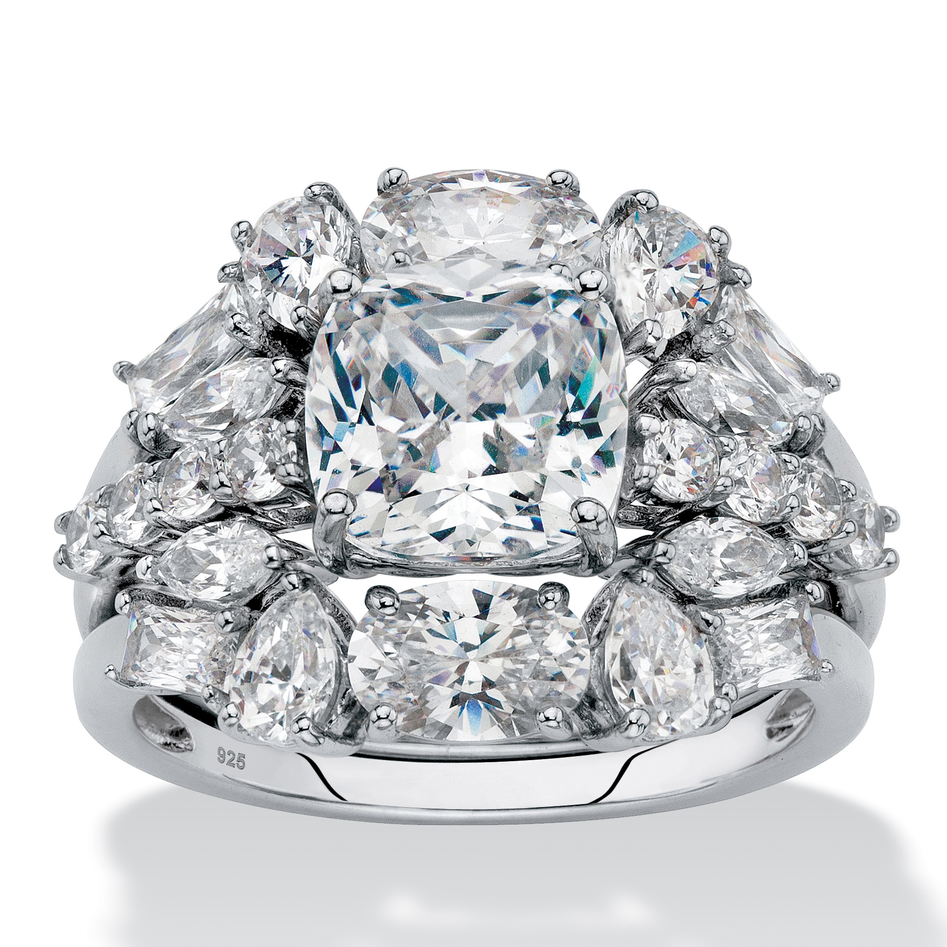 Cushion Cut Cubic Zirconia 2 Piece Jacket Wedding Ring Set 4 56 Tcw In